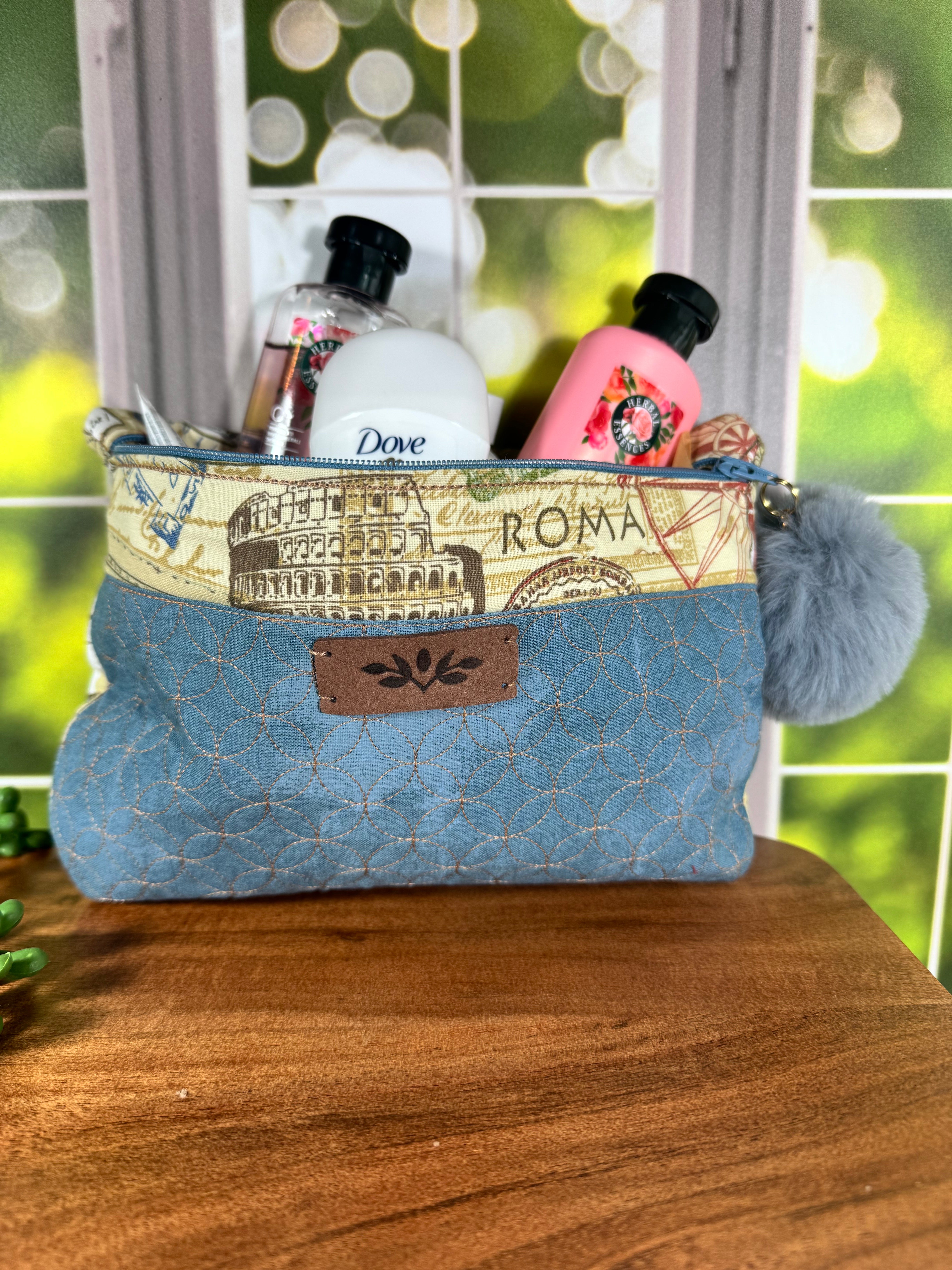 Quilted Zipper Bag - Rome Theme – The Sewing Bee & Stitchery Studio, LLC